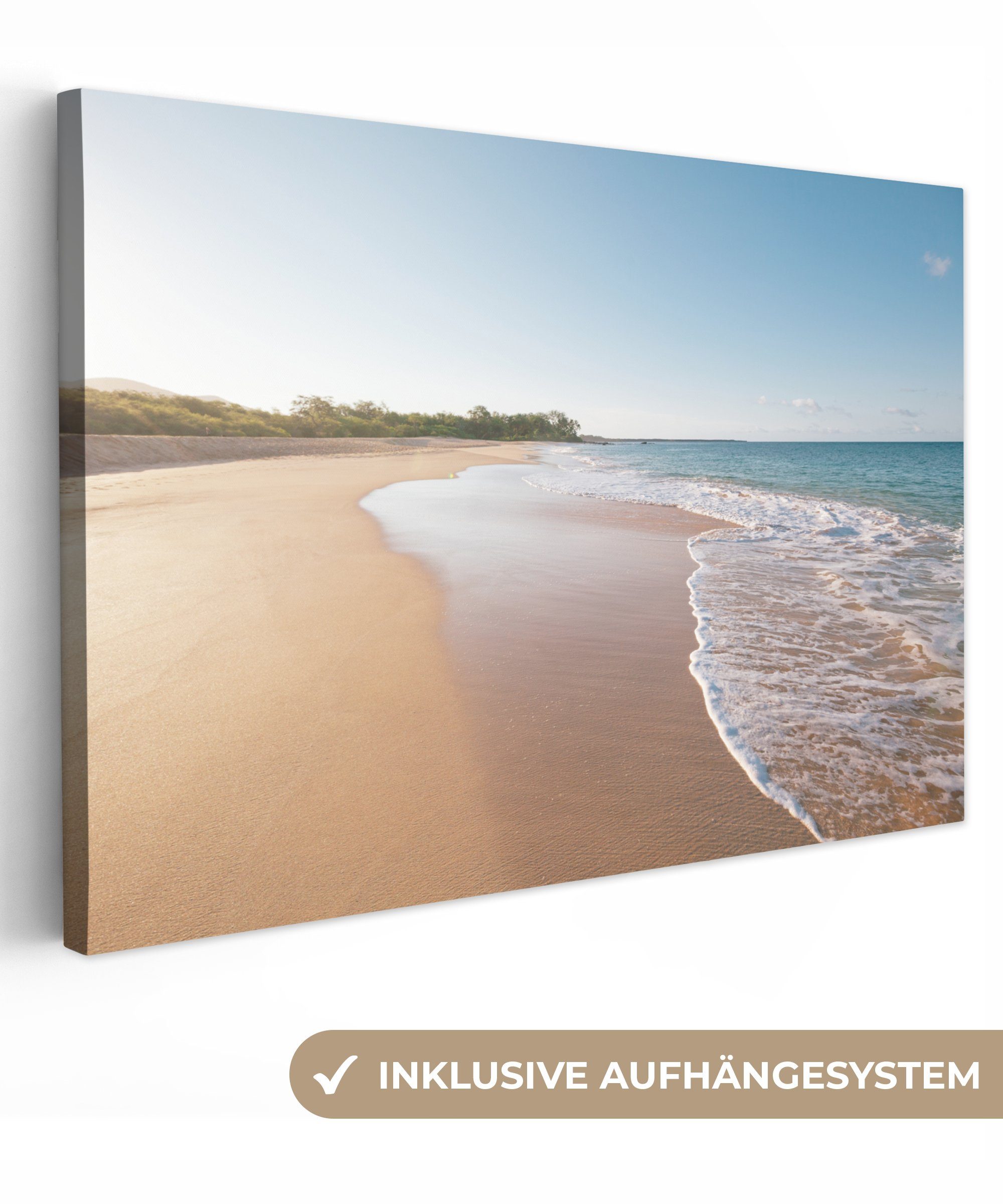 OneMillionCanvasses® Leinwandbild Strand - Sand - Himmel, (1 St), Wandbild für alle Wohnbereiche ...