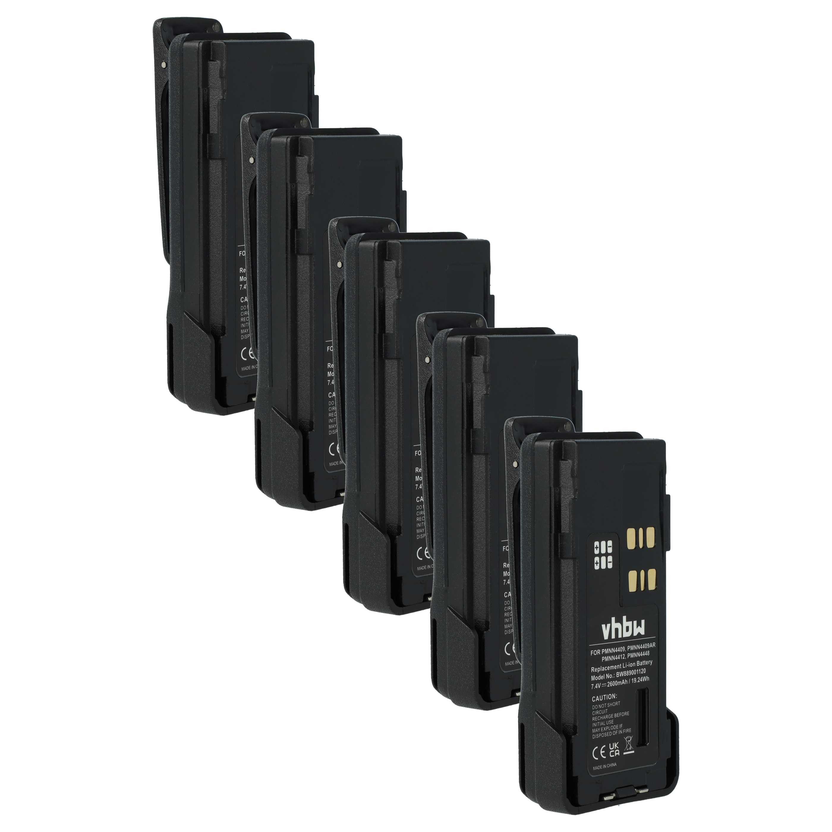 vhbw Ersatz für Motorola PMNN4490, PMNN4490B, PMNN4490A, PMNN4491 für Akku Li-Ion 2600 mAh (7,4 V)