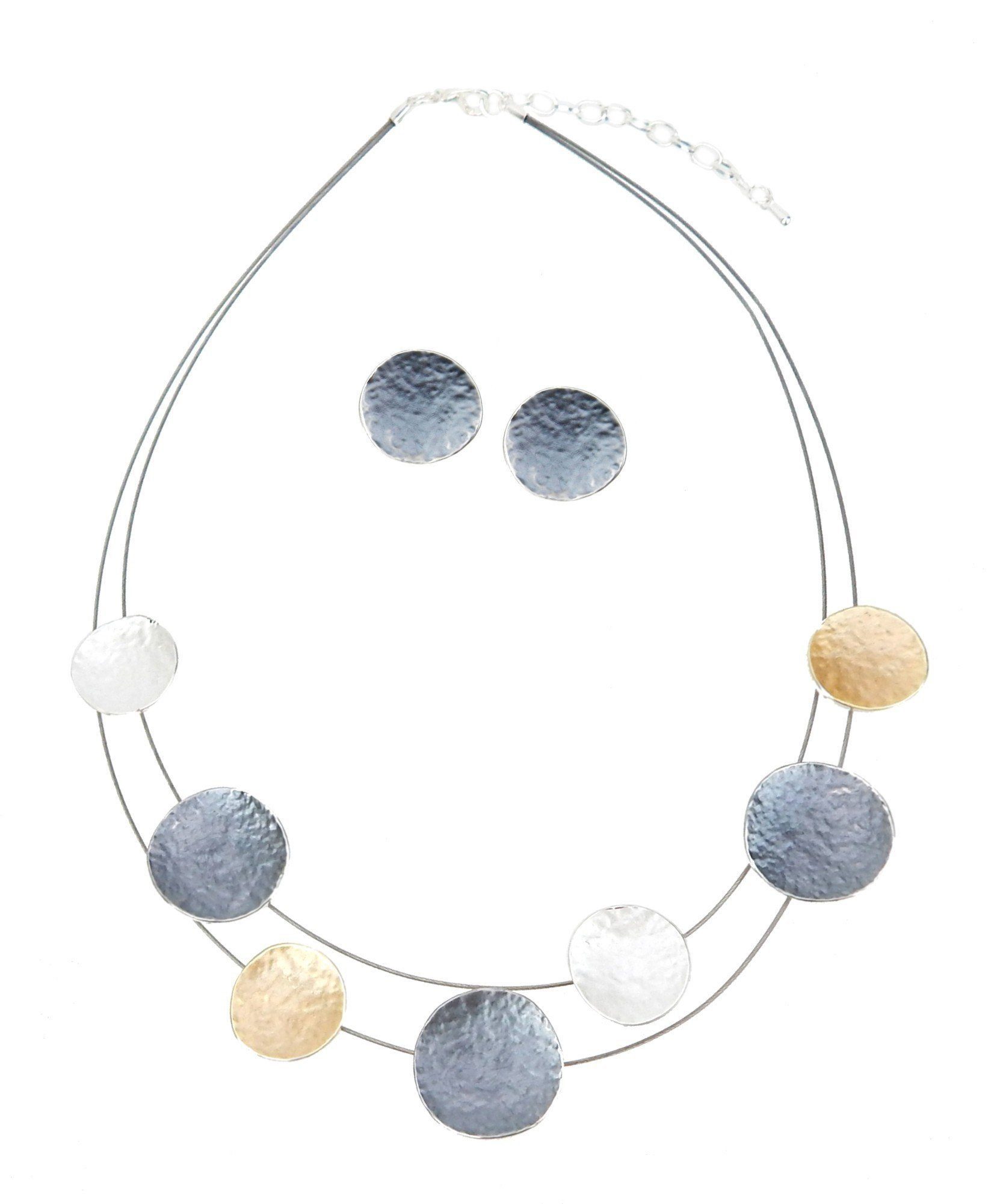 Ella Jonte Collier-Set, schönes Collier und Ohrstecker Set silber gold ...