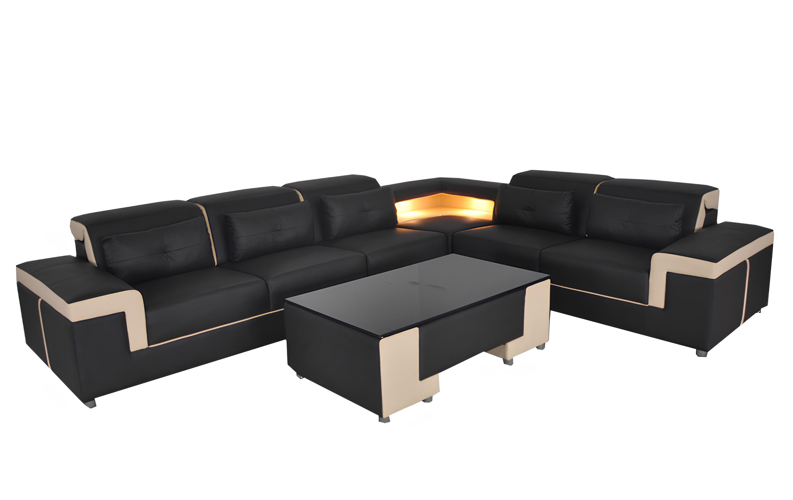 JVmoebel Ecksofa Leder Sofa Moderne Couch Design Wohnlandschaft + Tisch ...