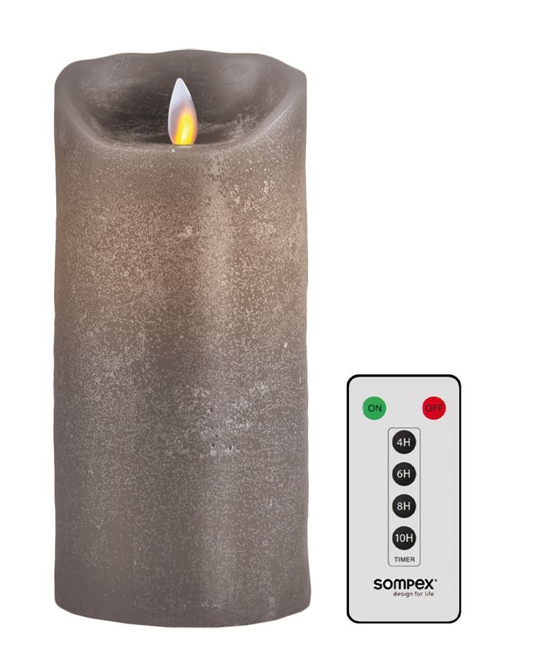 Sompex Led Kerze Flame Led Kerze Taupe 18cm Mit Fernbedienung Set 2