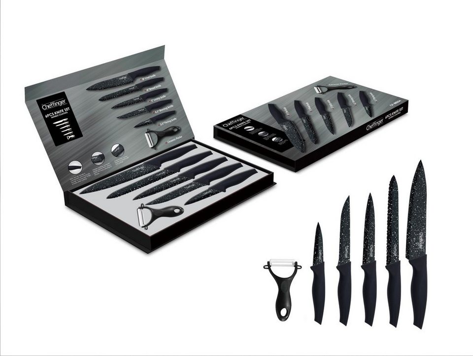 Cheffinger Messer Set Messer Kochmesser Sparschäler Messerset 6 Tlg