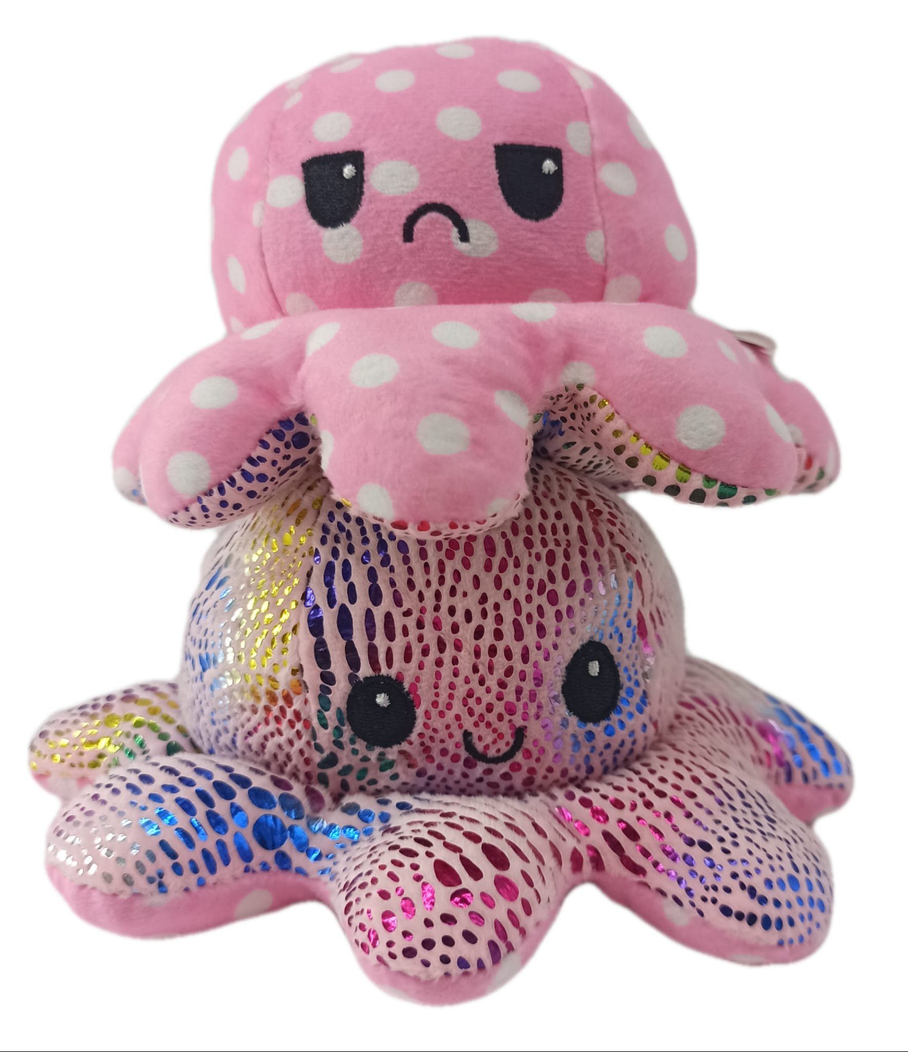 Soma Kuscheltier Oktopus Glitzer Punkte Rosa 20cm Reversible