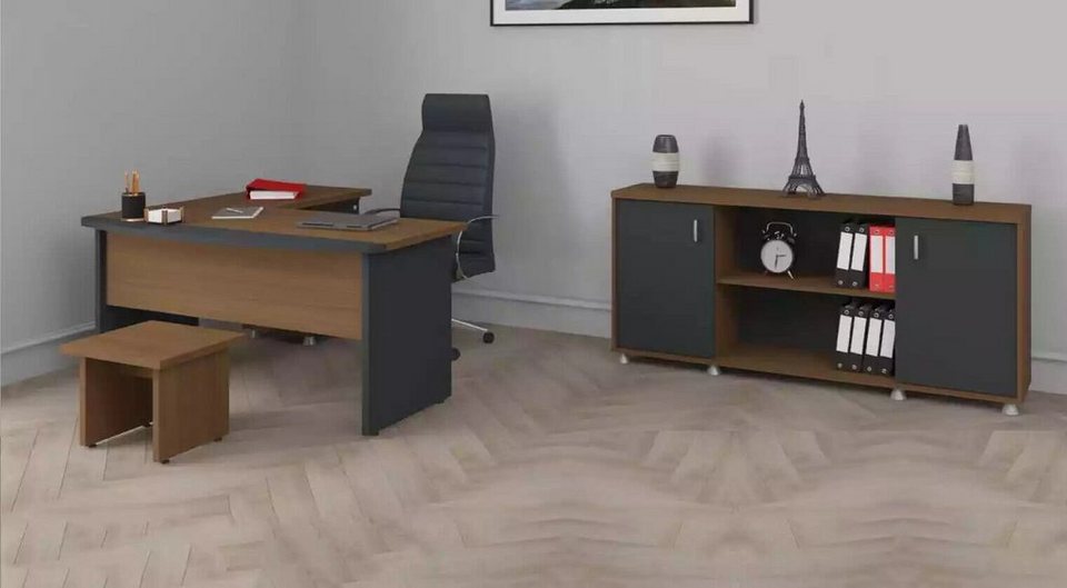 Jvmoebel Eckschreibtisch Klassische Holzmöbel Büro Set Eckschreibtisch