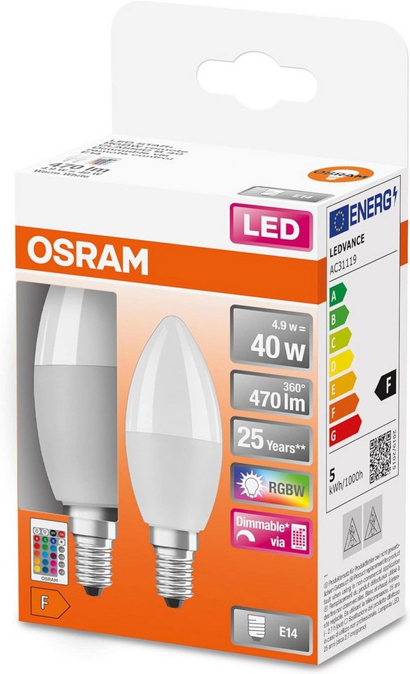Osram LED-Leuchtmittel OSRAM LED STAR+ RGBW matte LED-Lampe 2er Osram LED-Leuchtmittel OSRAM LED STAR+ RGBW matte LED-Lampe 2er
