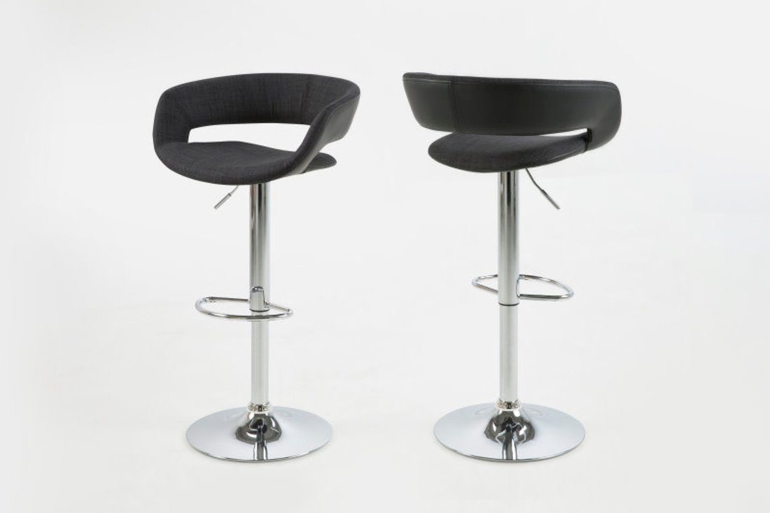 ebuy24 Barhocker 2er Set Gramma Barhocker anthrazitgrau Stoffsitz u