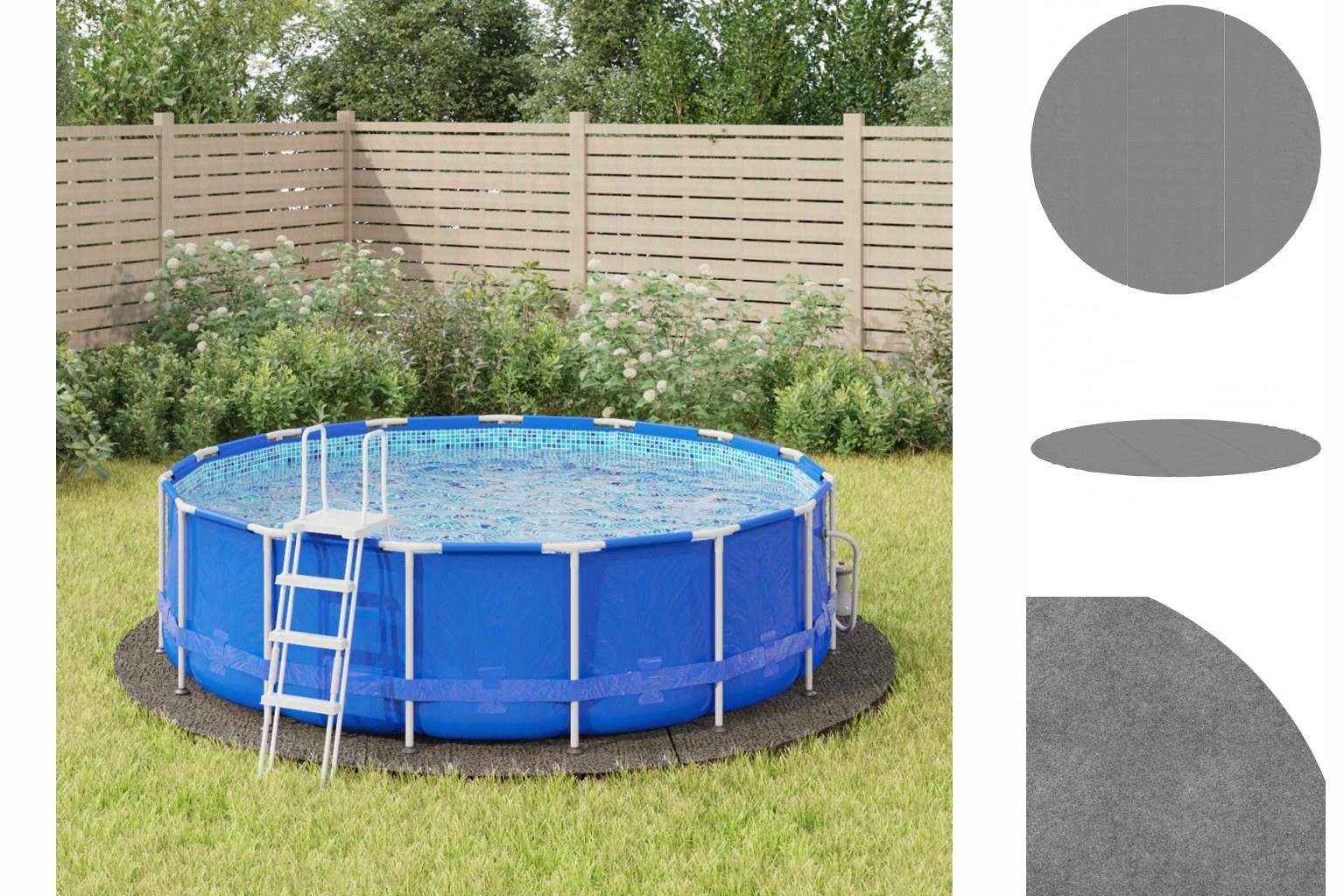 vidaXL Pool-Abdeckplane Pool-Bodentuch Hellgrau Ø396 cm Polyester Geotextil