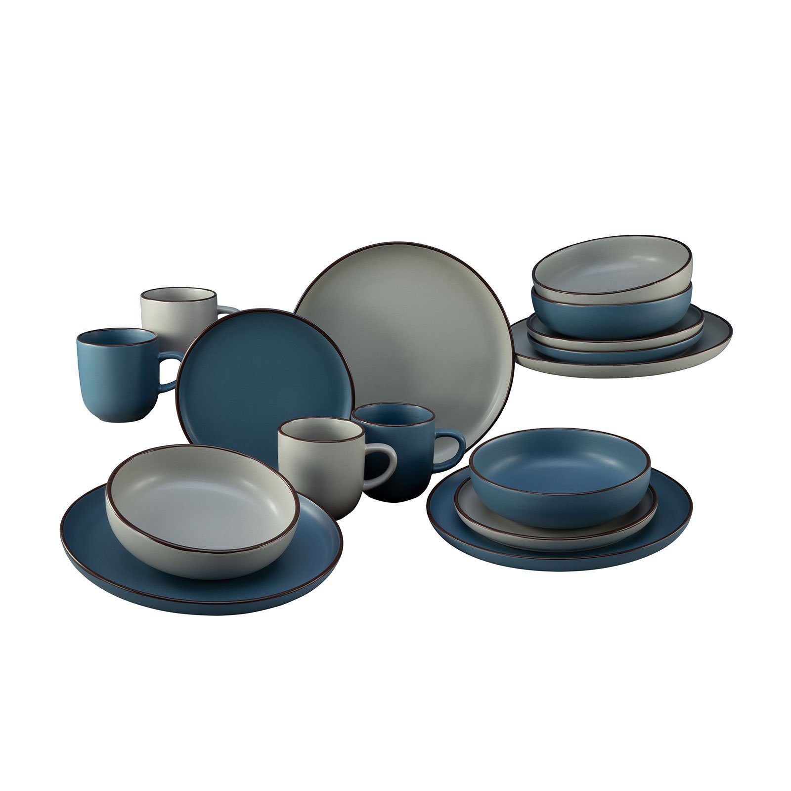 CreaTable Kombiservice Geschirr-Set Modern Scandic (16-tlg), 4 Personen, Steinzeug, Service ...