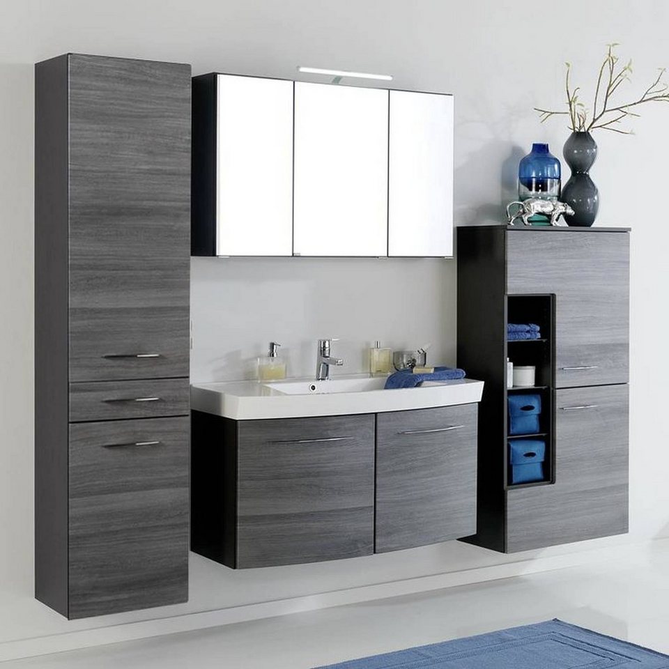 Lomadox Badmöbel Set Florido 03 Spar Set 4 Tlg Eiche Rauchsilber