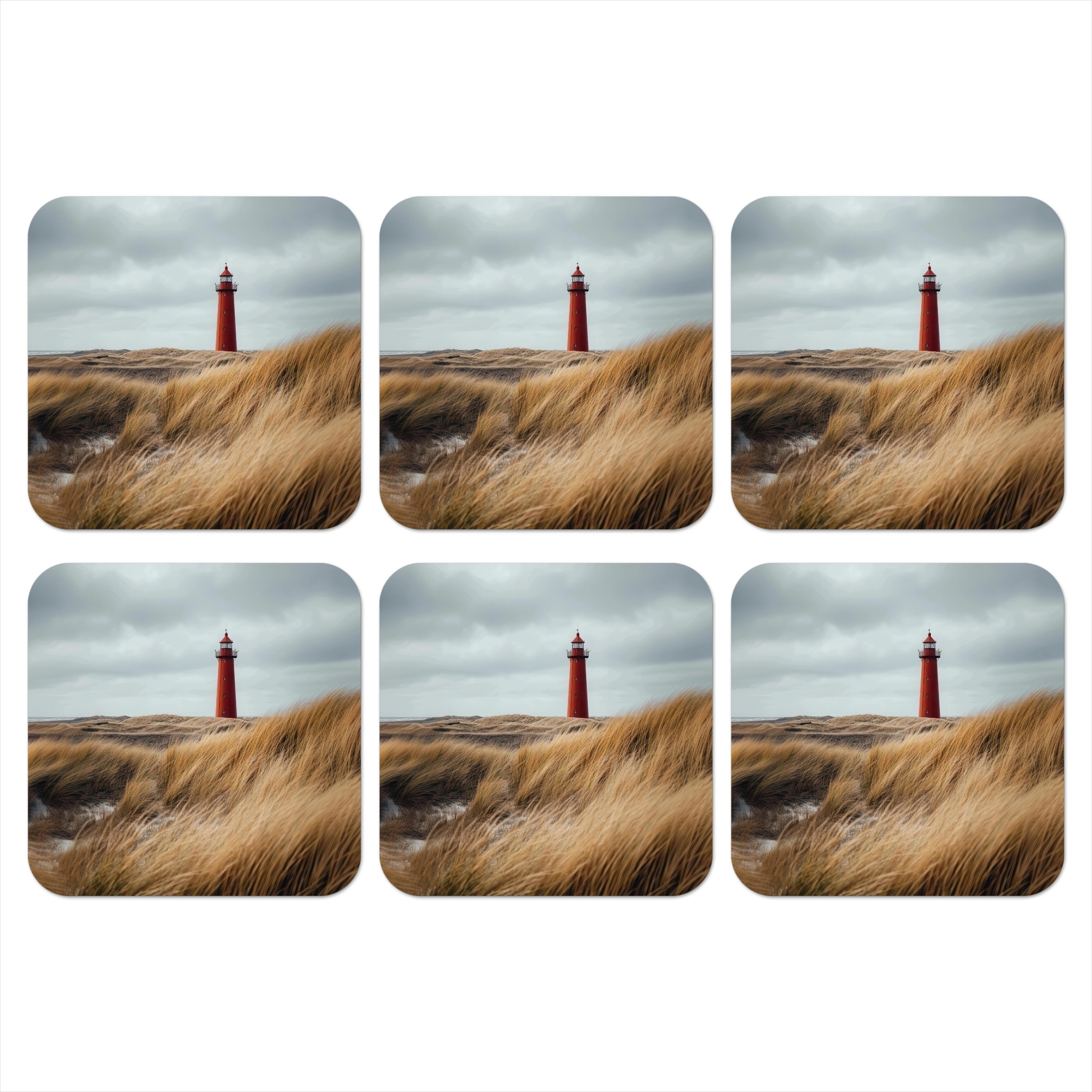 MuchoWow Glasuntersetzer Leuchtturm - Steine - Wasser - Mond, Zubehör für Gläser, 6-tlg ...