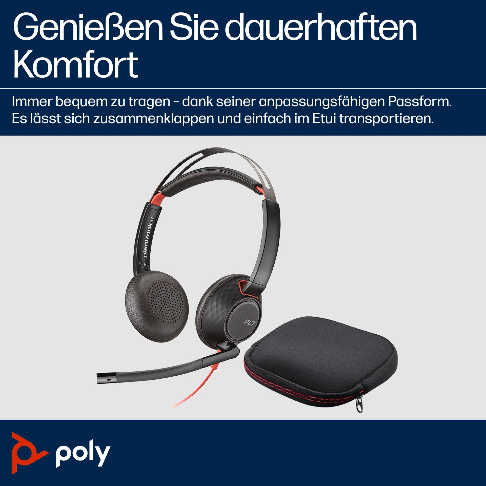 Poly Blackwire C5220 Stereo USB-C/A On-Ear-Kopfhörer (Noise-Cancelling)