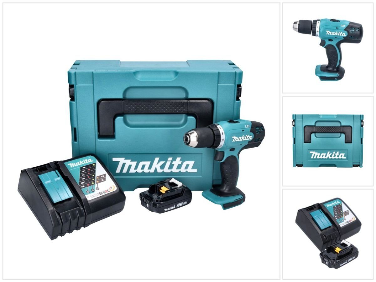Makita Säulenbohrmaschine DDF 453 RA1J Akku Bohrschrauber 18 V 42 Nm + 1x Akku 2,0 Ah + Ladeger