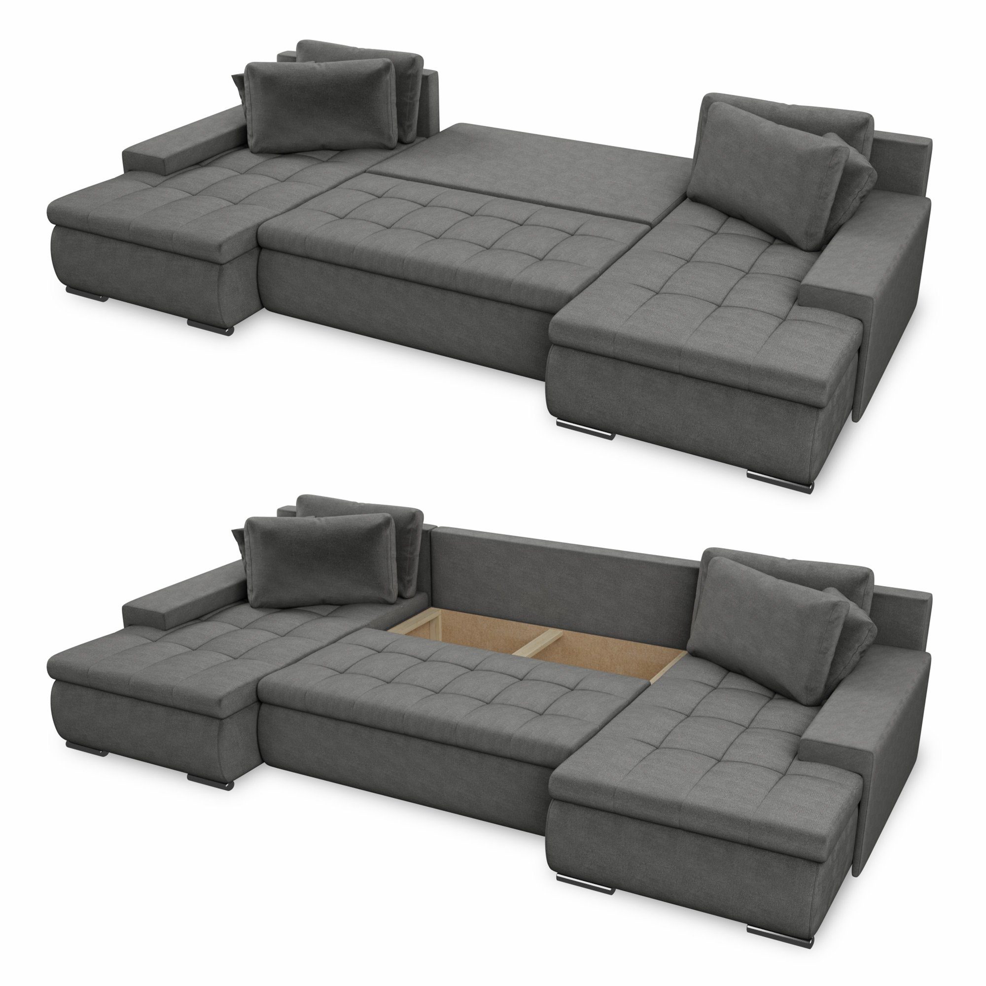 Sofnet Wohnlandschaft Faris U, mit Schlaffunktion und Bettkasten, Ecksofa, U-Form Couch ...