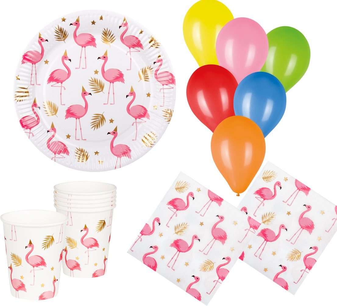 Karneval Klamotten Einweggeschirr Set Flamingo Deko Party Set 40 Teile