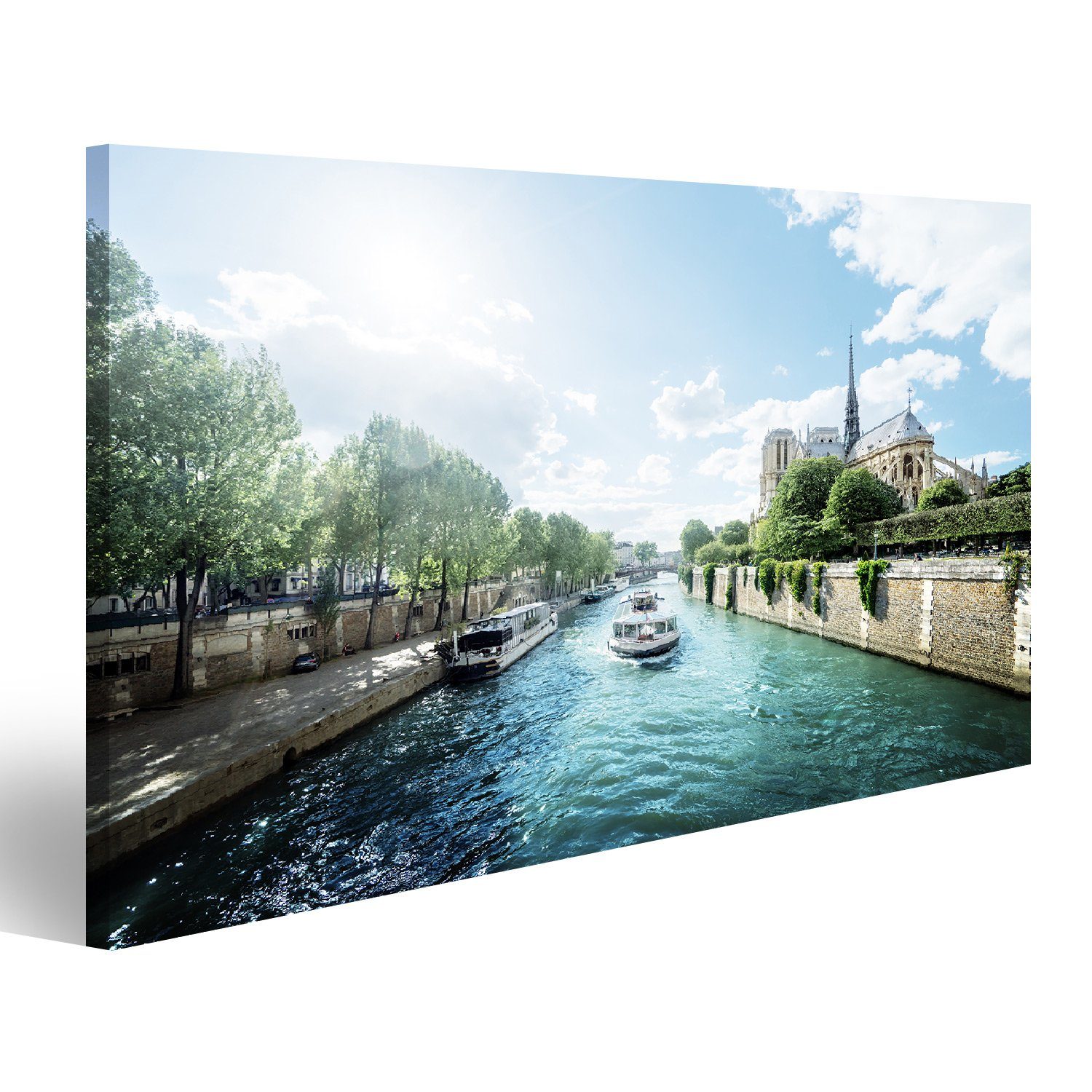 islandburner Leinwandbild »Bild auf Leinwand Seine Und Notre Dame De Paris Paris Frankreich ...