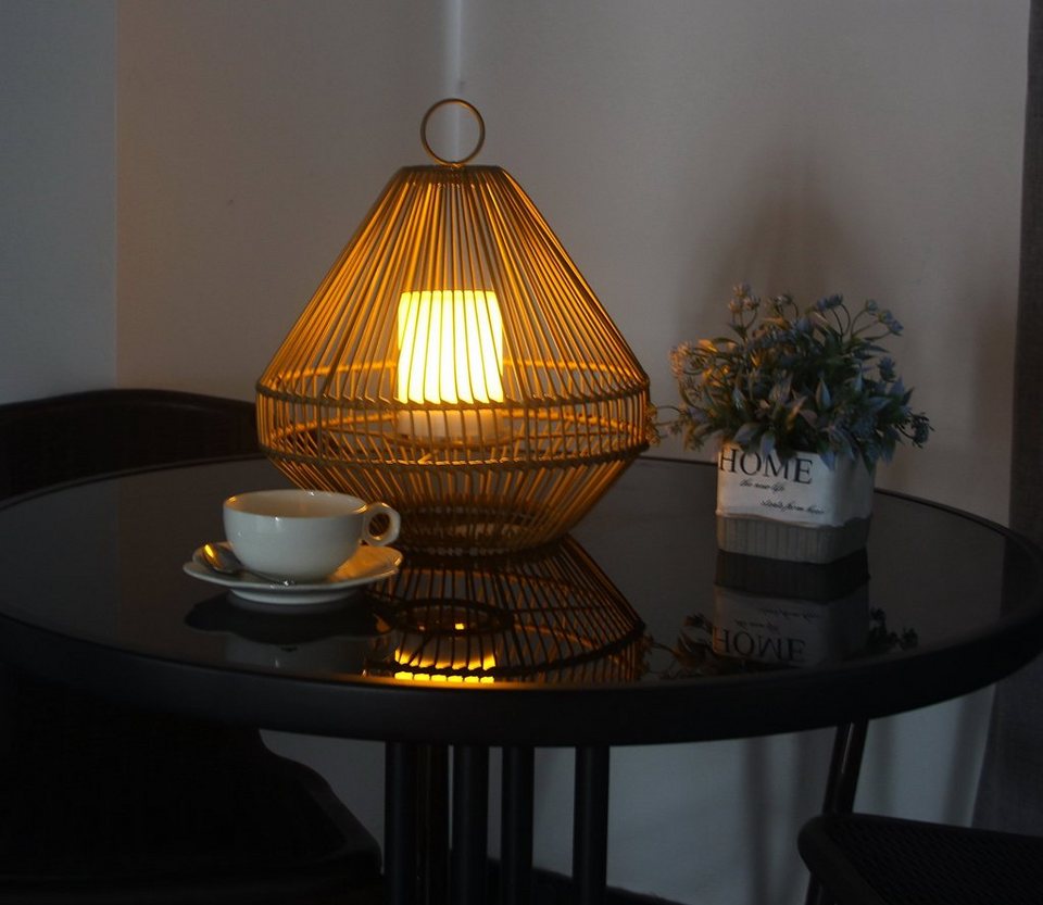 Arnusa Led Solarleuchte Laterne Rattan Optik Tischleuchte Hängeleuchte