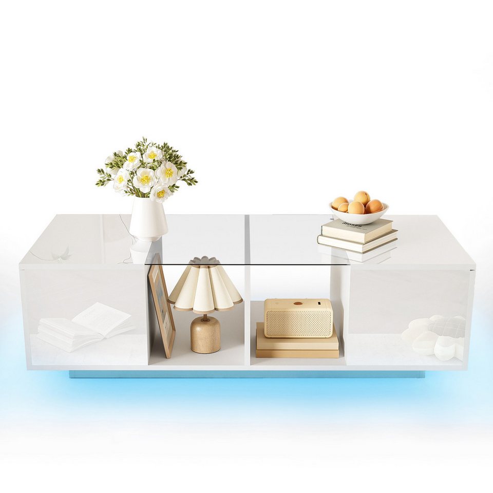 Okwish Couchtisch Mit Glasplatte Satztisch Wohnzimmertisch