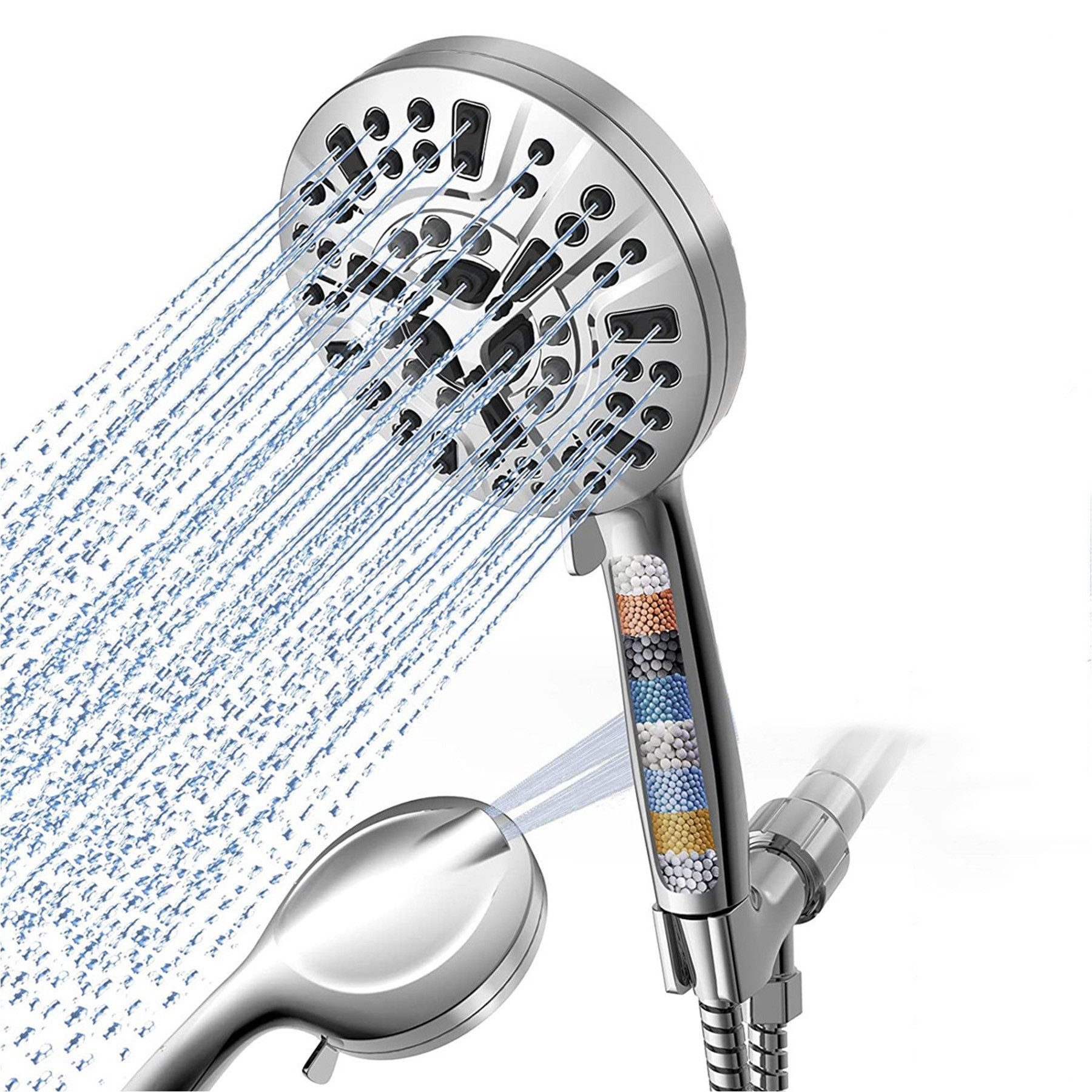 Mutig Duschbrause Duschkopf mit Filter, Hochdruck Handbrause mit Schlauch, (10 Strahlarten ...