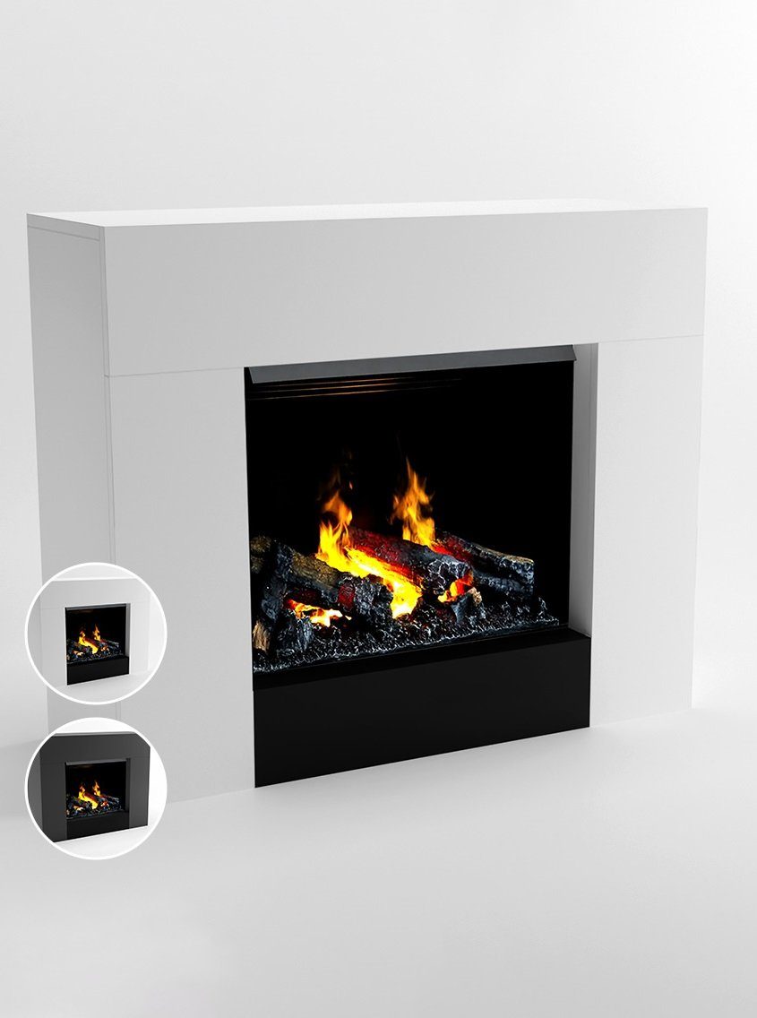 GLOW FIRE Elektrokamin weiß / Grau Kronos Wasserdampf Kamin mit Heizung ...