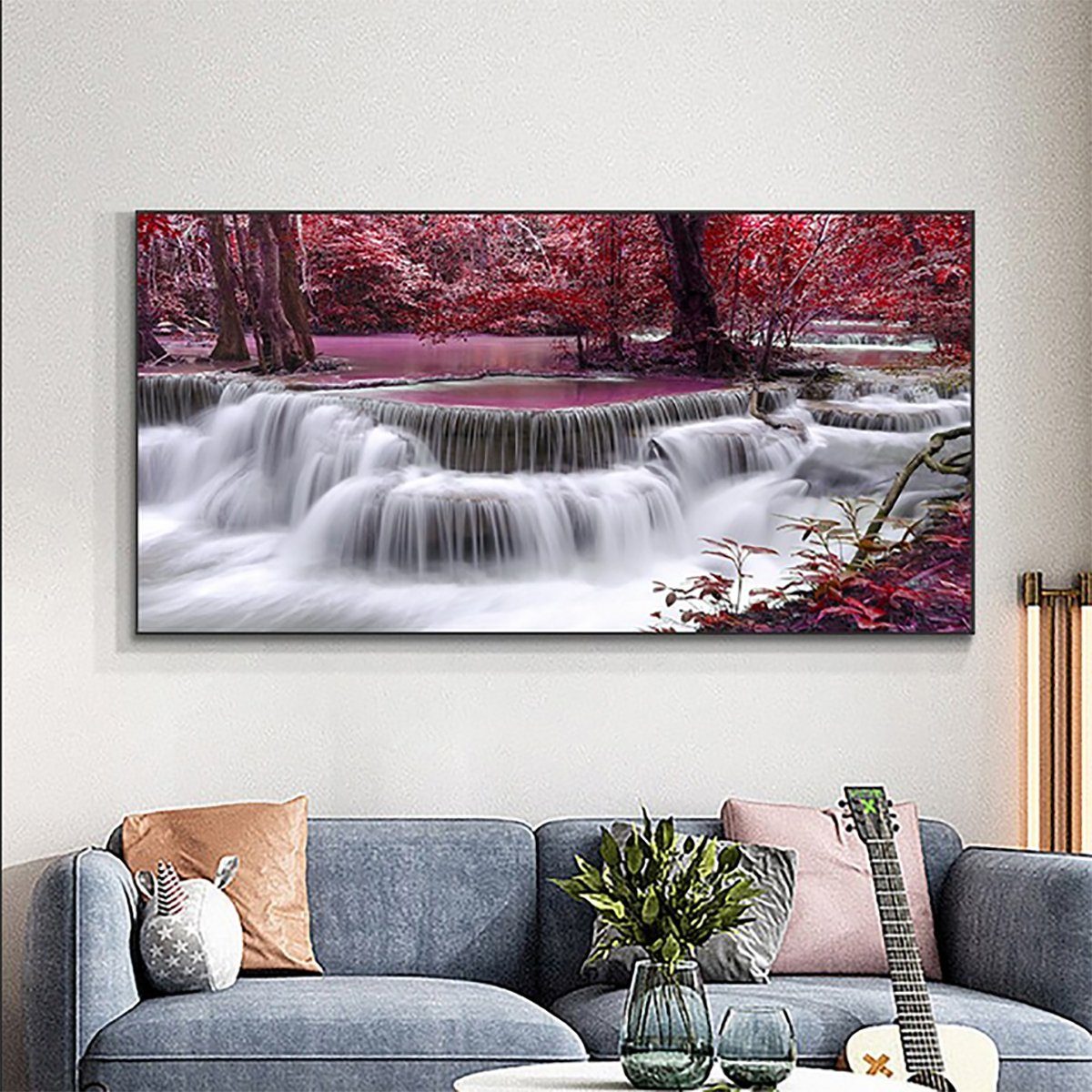 TPFLiving Kunstdruck (OHNE RAHMEN) Poster - Leinwand - Wandbild, Landschaft - Natur - Wasserfall ...