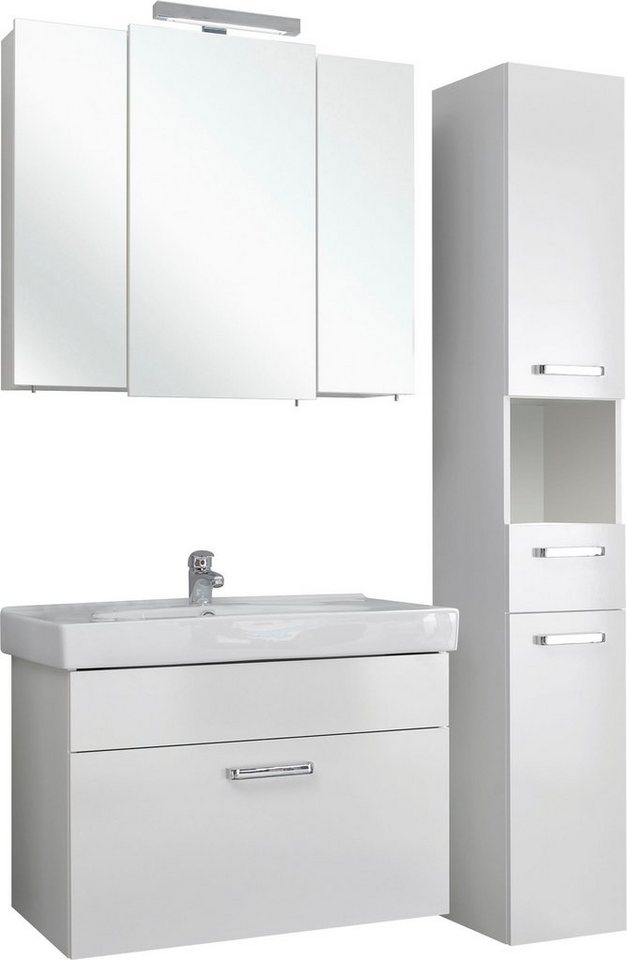 Saphir Badmöbel Set Quickset 3 Teilig Keramik Waschtisch Mit Led