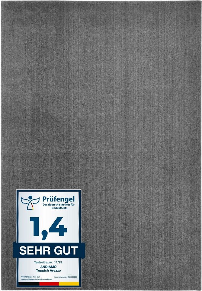 Andiamo Teppich Arezzo Rechteckig Höhe 16 Mm Uni Farben Weicher