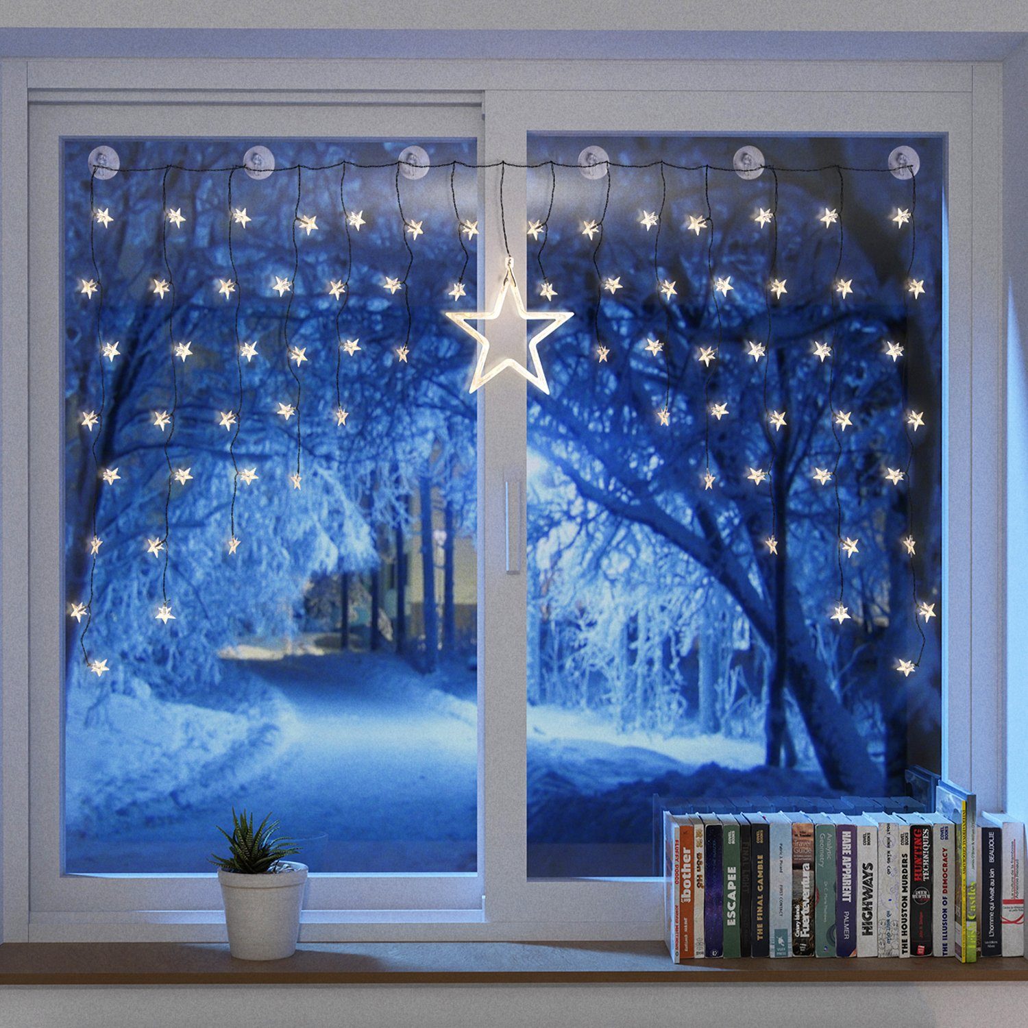 Mojawo Lichtervorhang Weihnachts Led Sternenvorhang Mit 90 Led
