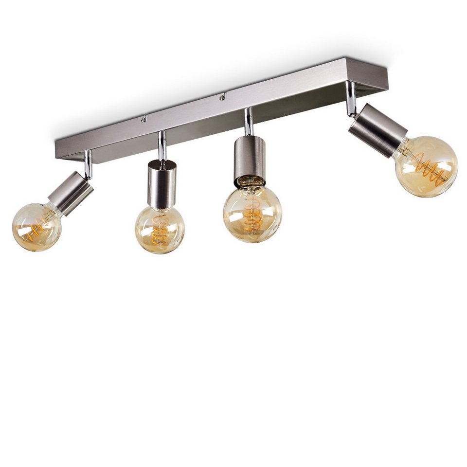 Hofstein Deckenleuchte Seano Deckenlampe Aus Metall In Nickel Matt