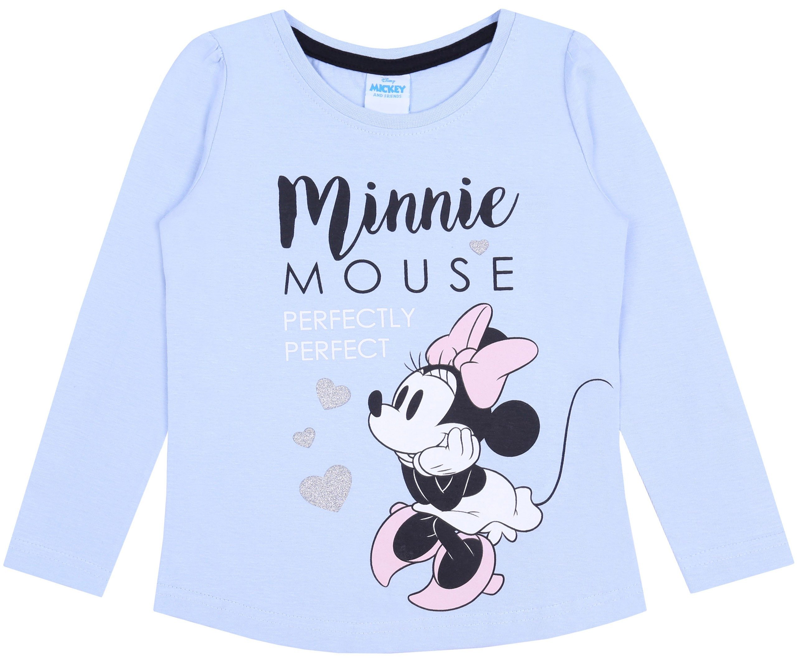Sarciaeu Langarmbluse Blaue Bluse Mit Langen Ärmel Minnie Mouse Disney