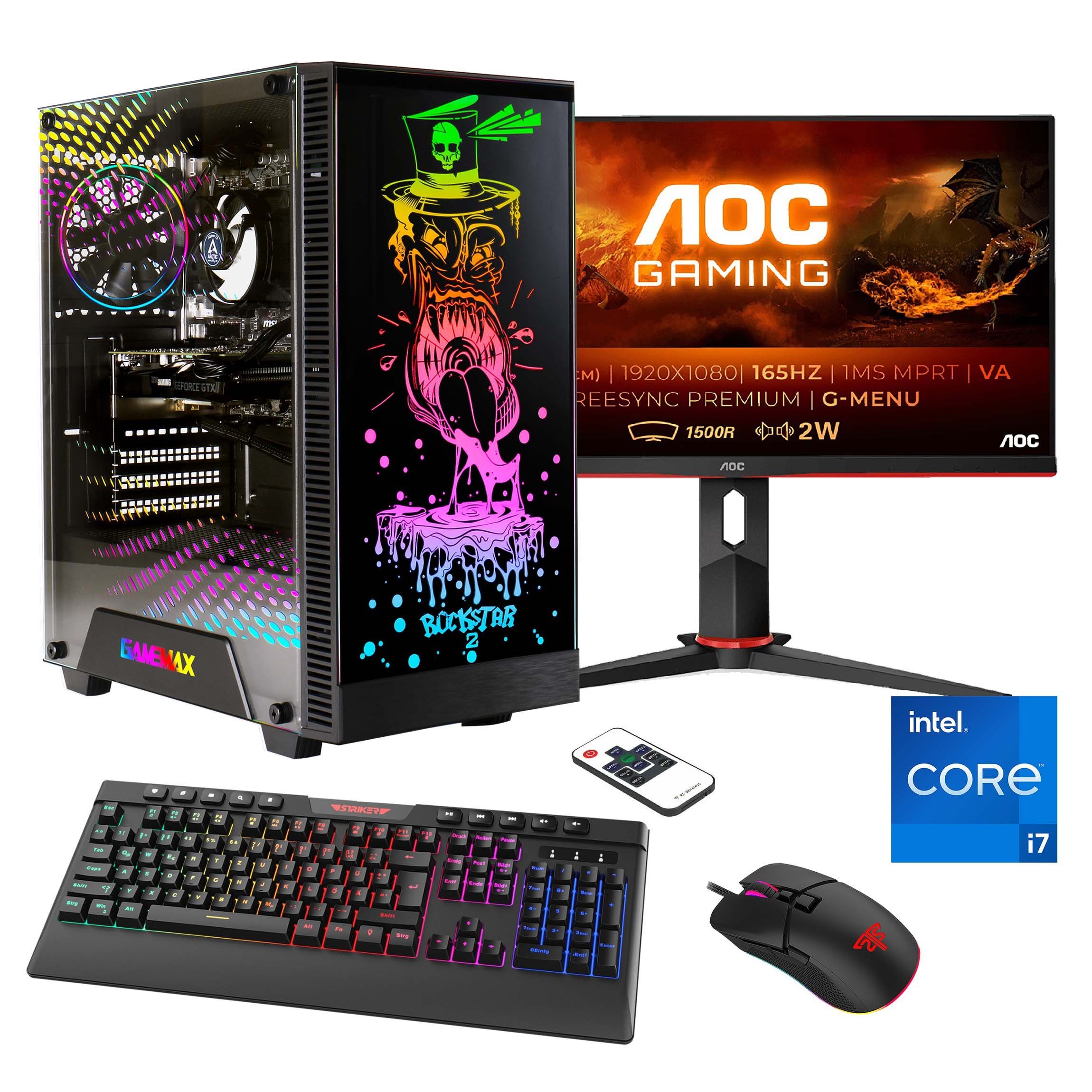 Hyrican Rockstar SET02447 Gaming-PC-Komplettsystem (24", Intel® Core i7 13700F, RTX 4060, 16 GB ...