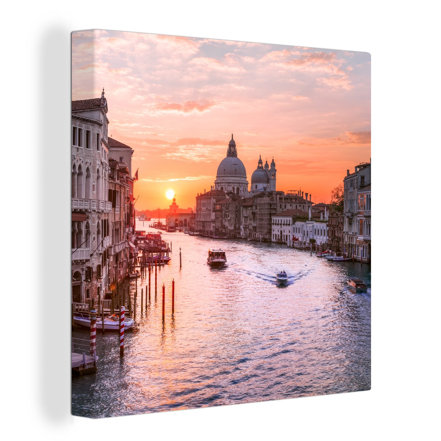 Onemillioncanvasses® Leinwandbild Boot Wasser Sonne Venedig 1