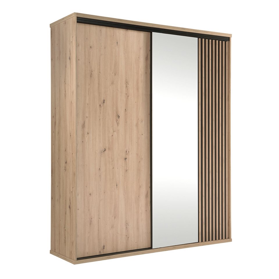 Lomadox Kleiderschrank Callao 161 Eiche Nb Mit Schwarz