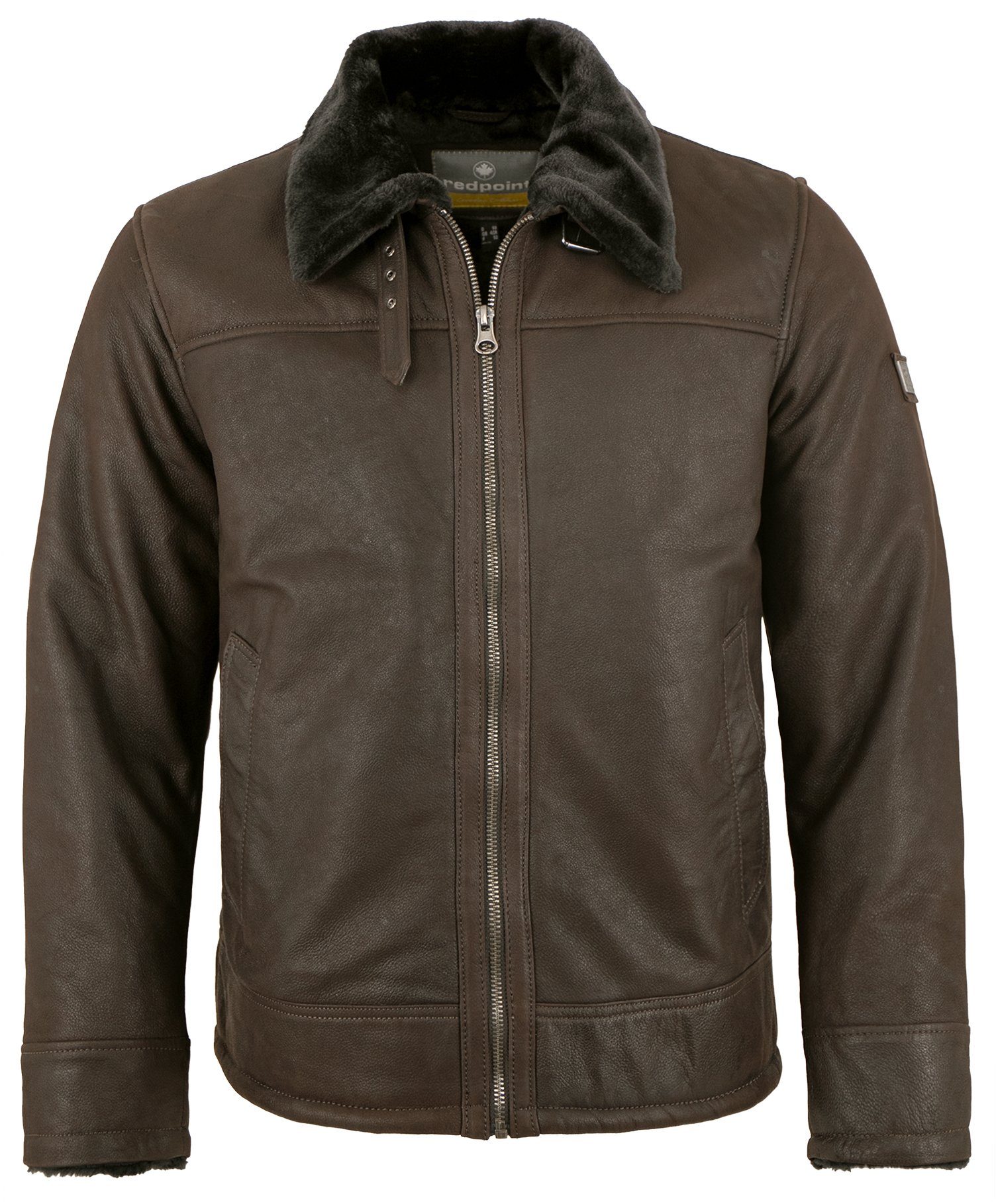 Redpoint Lederjacke Henry/M Redpoint - Herren Lederjacke Lammleder Kunstfell braun
