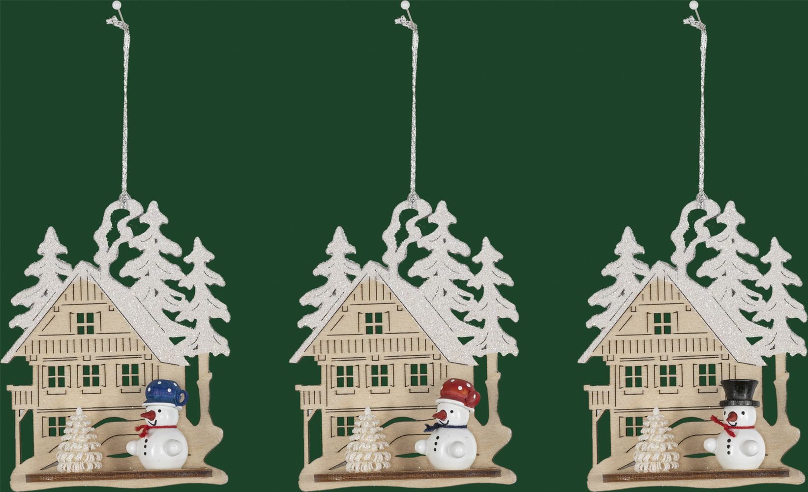 Saico Original Christbaumschmuck Baumbehang Haus Minischneemann Mit