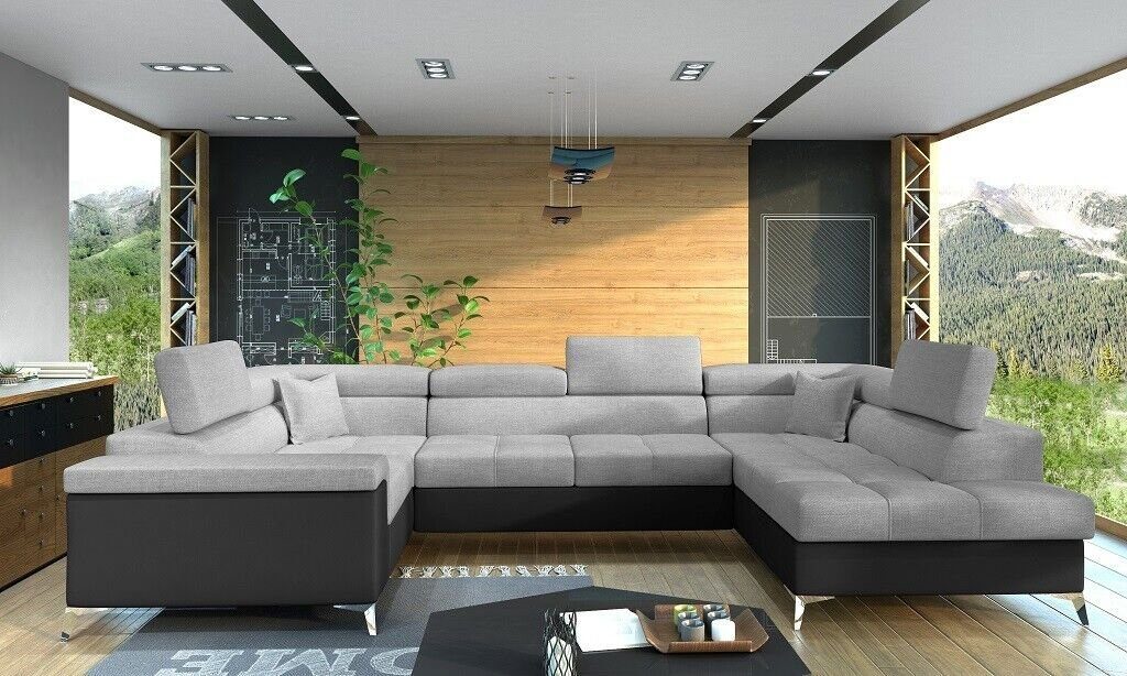 Jvmoebel Ecksofa Ecksofa U Form Sofa Couch Design Polster Schlafsofa Bettfunktion