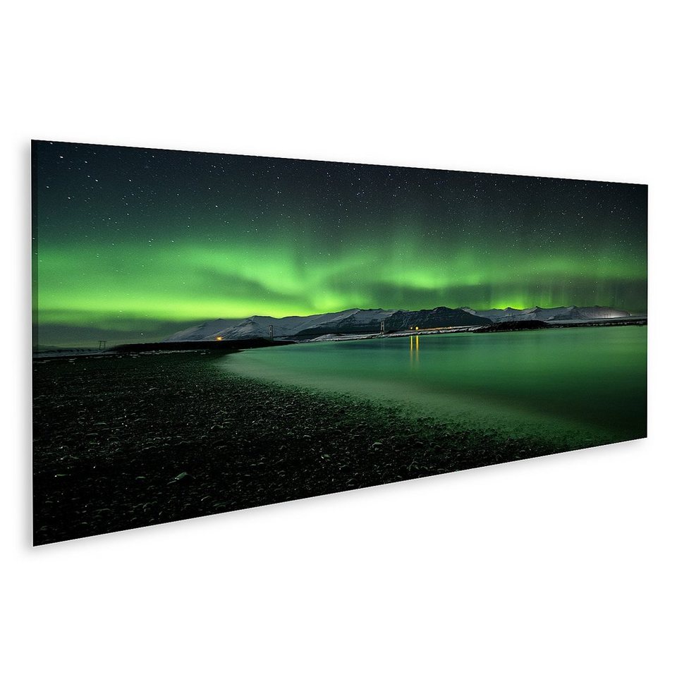Islandburner Leinwandbild Bild Auf Leinwand Flash Of Polarlicht Über