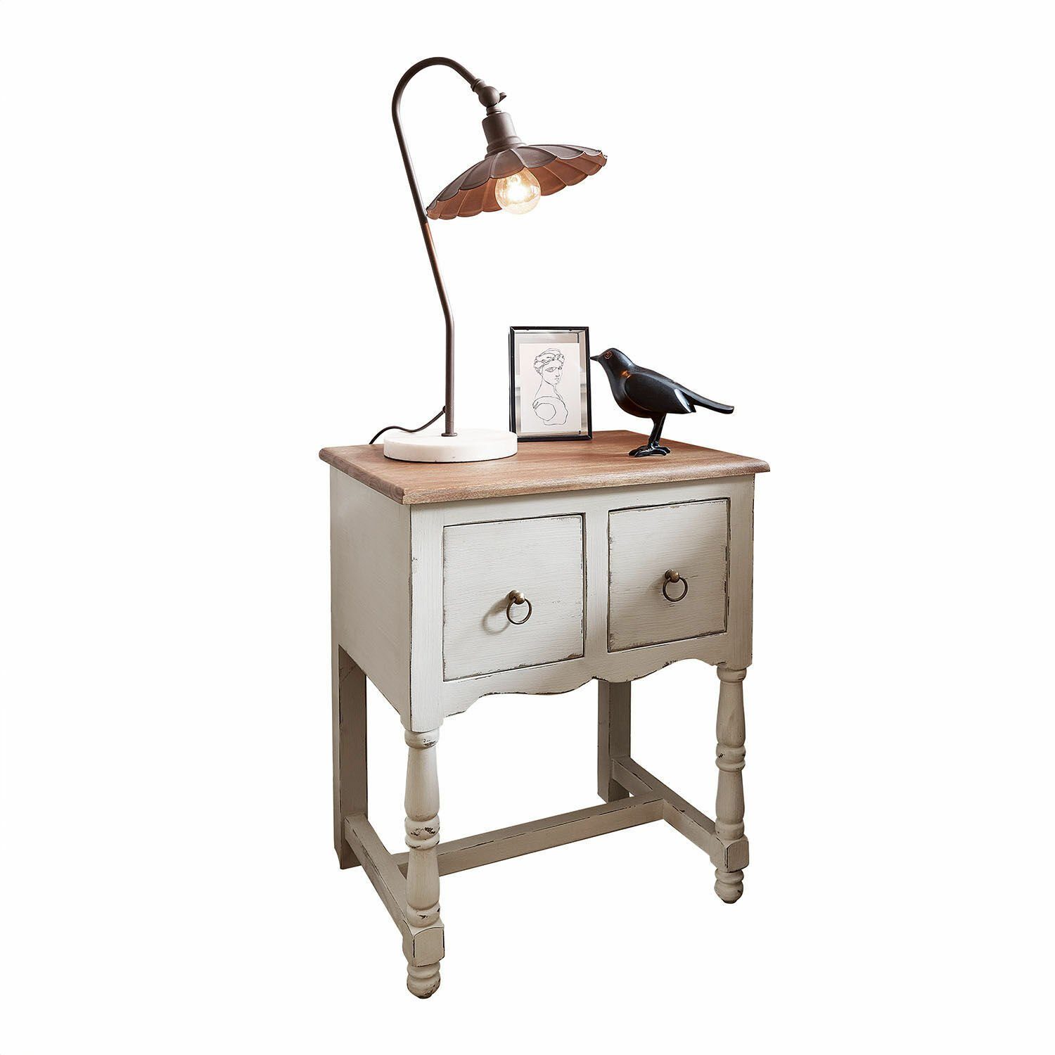 Mirabeau Nachttisch Nachttisch Stafford antikweiß/braun
