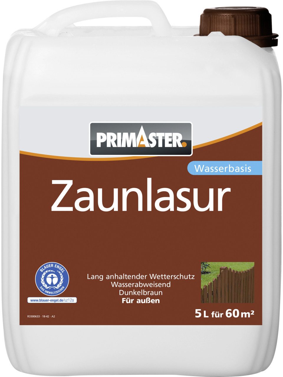 Primaster Lasur Primaster Zaunlasur 5 L dunkelbraun, Holzlasur, Holzschutzlasur