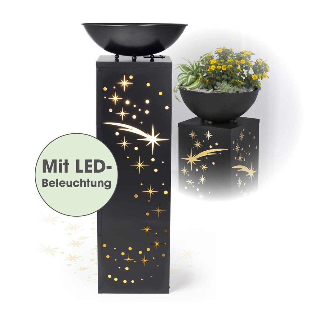 EASYmaxx Dekosäule Deko-Säule mit Pflanzschale Mit LED-Beleuchtung (2 St), ideal als Deko für ...