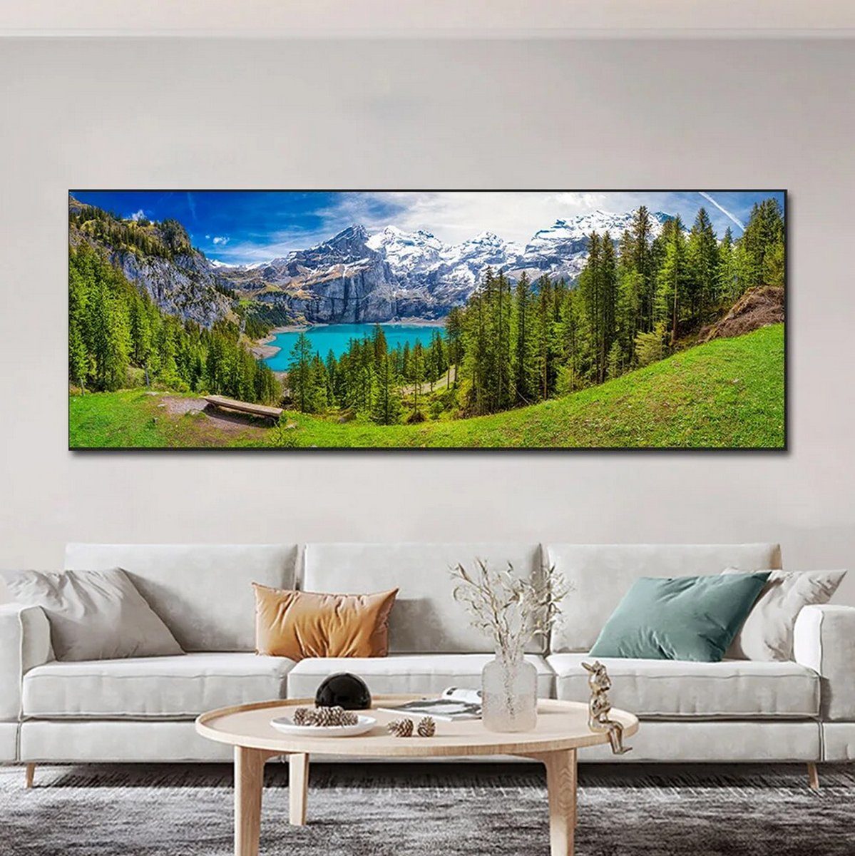 TPFLiving Kunstdruck (OHNE RAHMEN) Poster - Leinwand - Wandbild, Landschaft Schnee Berg ...