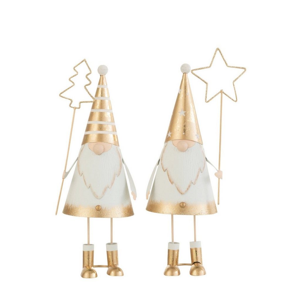 Gilde Dekoobjekt 2er Set Weißgoldenes Metall Set Weihnachtsmann Mit