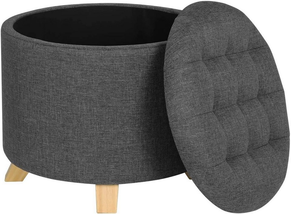 Woltu Sitzhocker 1 St Fußhocker Mit Stauraum Aus Leinen Massivholz
