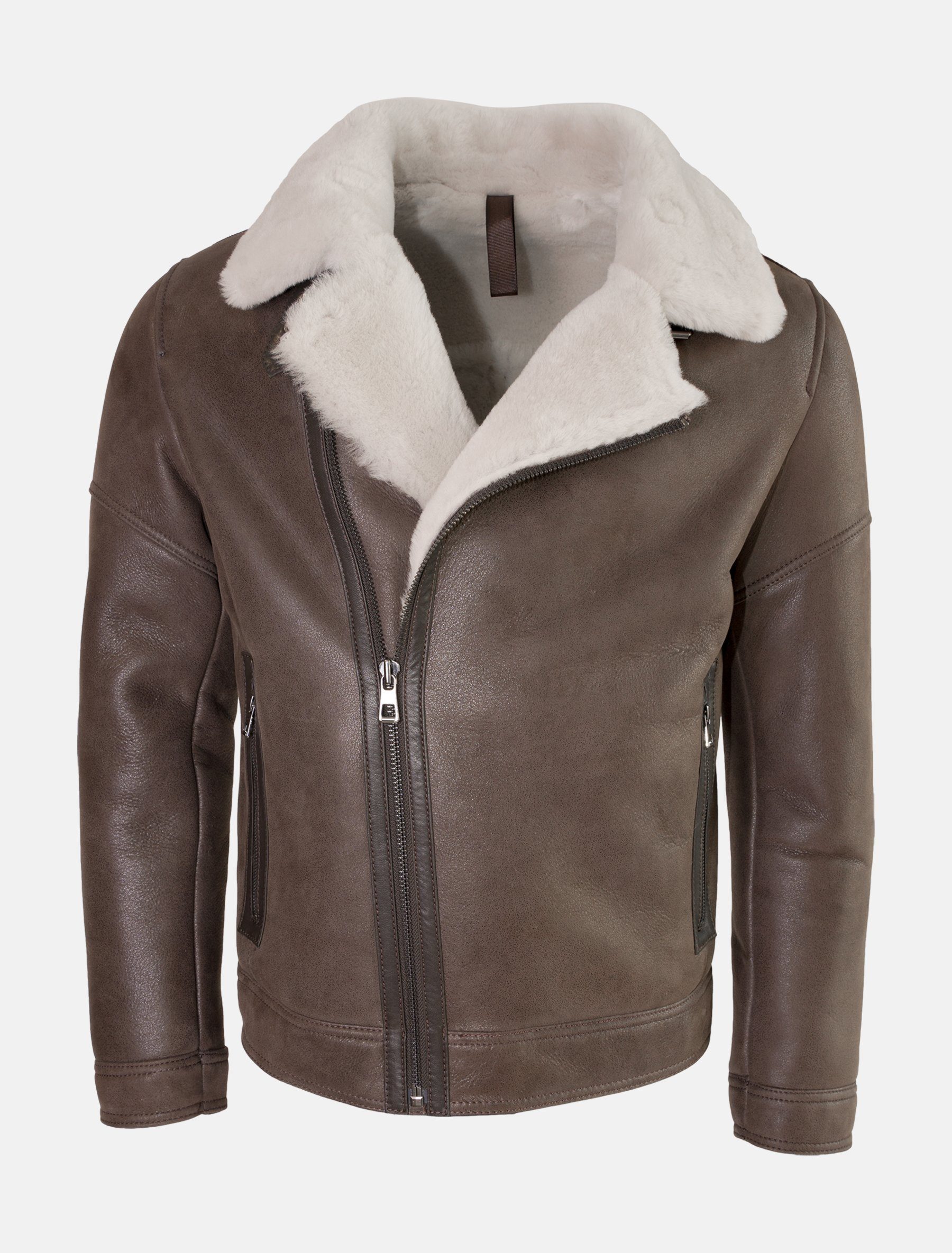 Lolus Lederjacke Edgar Lammfell Herren Lammfelljacke Mit Hellem Und