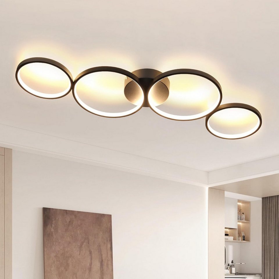 Zmh Deckenleuchte Whonzimmer Modern 4 Flammig In Ringoptik 3000k