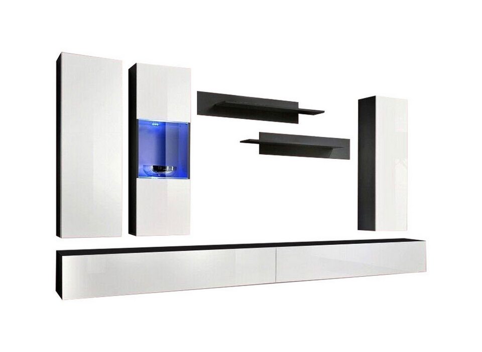 Jvmoebel Wohnzimmer Set Designer Set 8 Tlg Wohnwand Hänge Vitrine