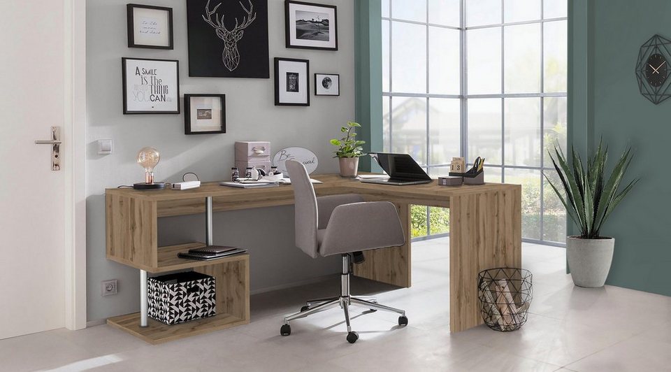 Möbelando Eckschreibtisch Esse Angolo Bxhxt 180x75x60 Cm In Wotaneiche
