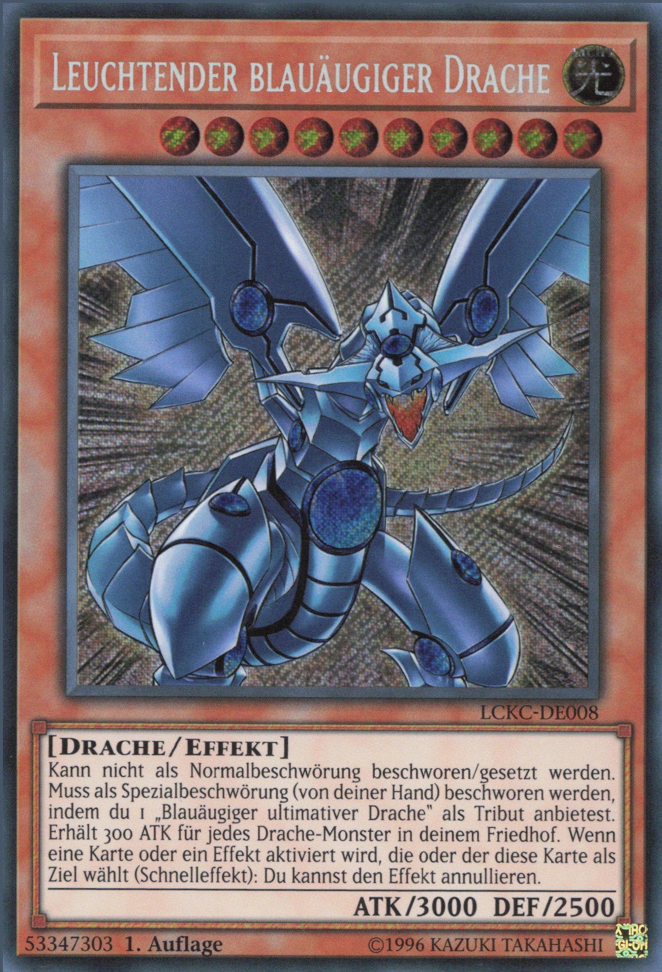 Recollectibles Sammelkarte Yugioh Karte Leuchtender Blauäugiger Drache