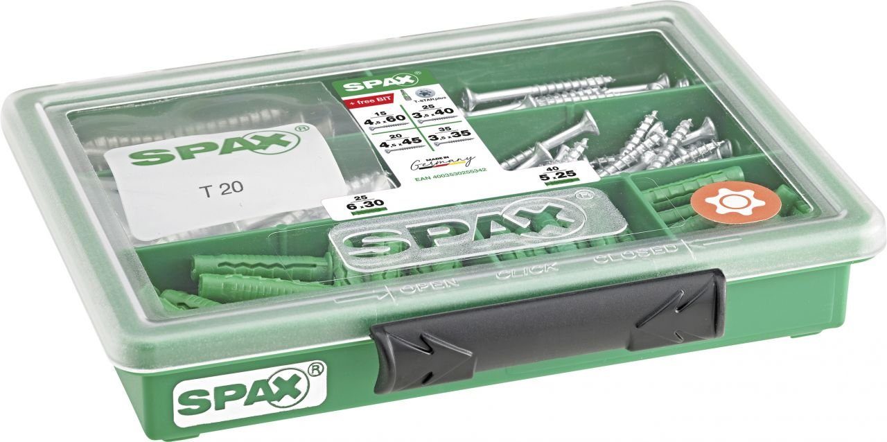 SPAX Schrauben- und Dübel-Set Spax Sortimentskasten - 160 Stück