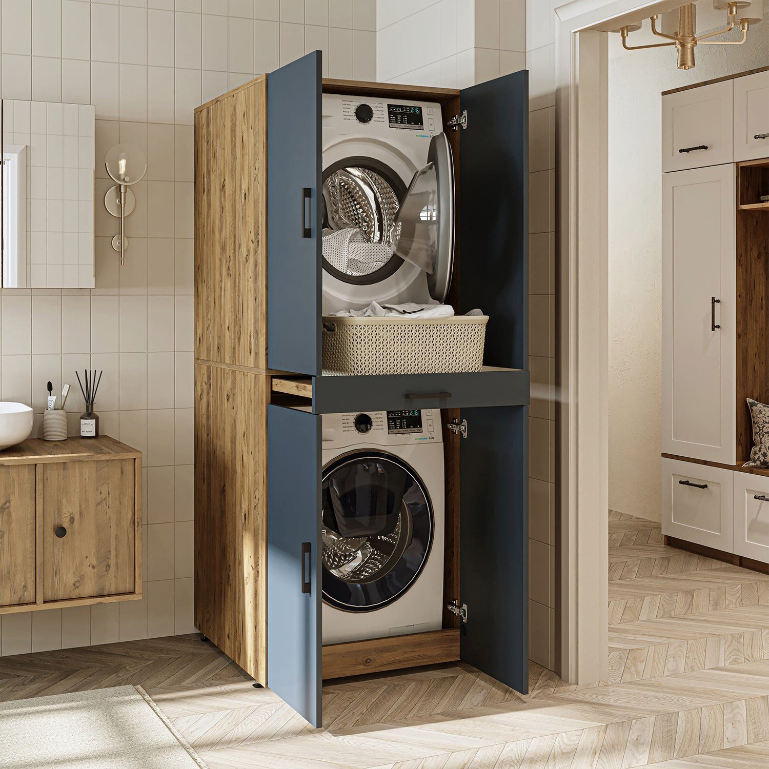 Waschturm Schrank Mit Tur