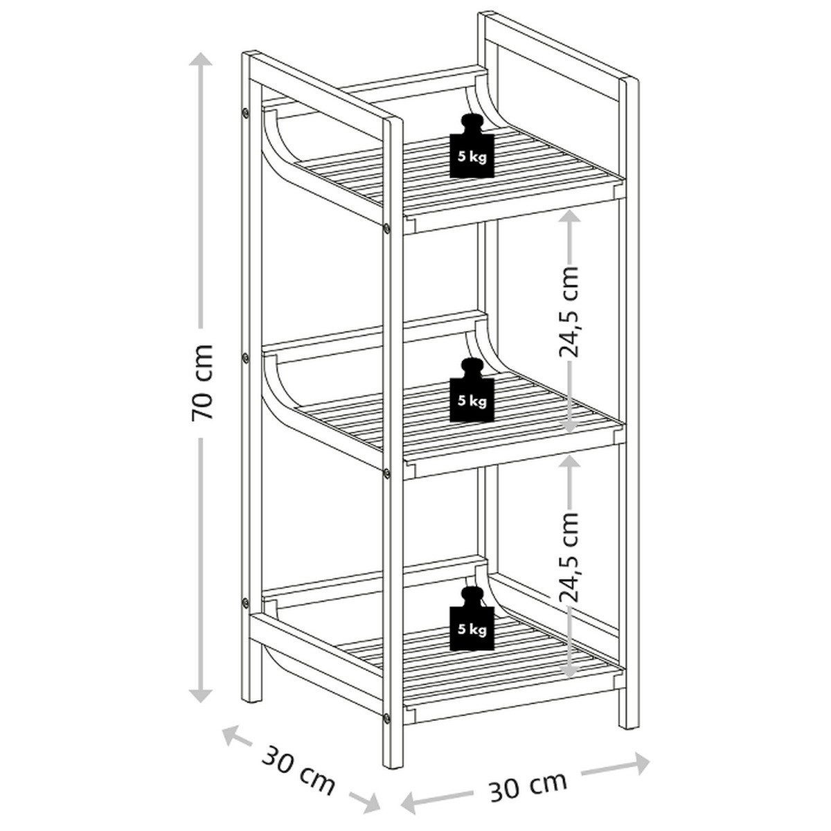 KESPER® Badregal Küchenregal Bad- und Küchen-Regal Standregal, 30 x 70 ...